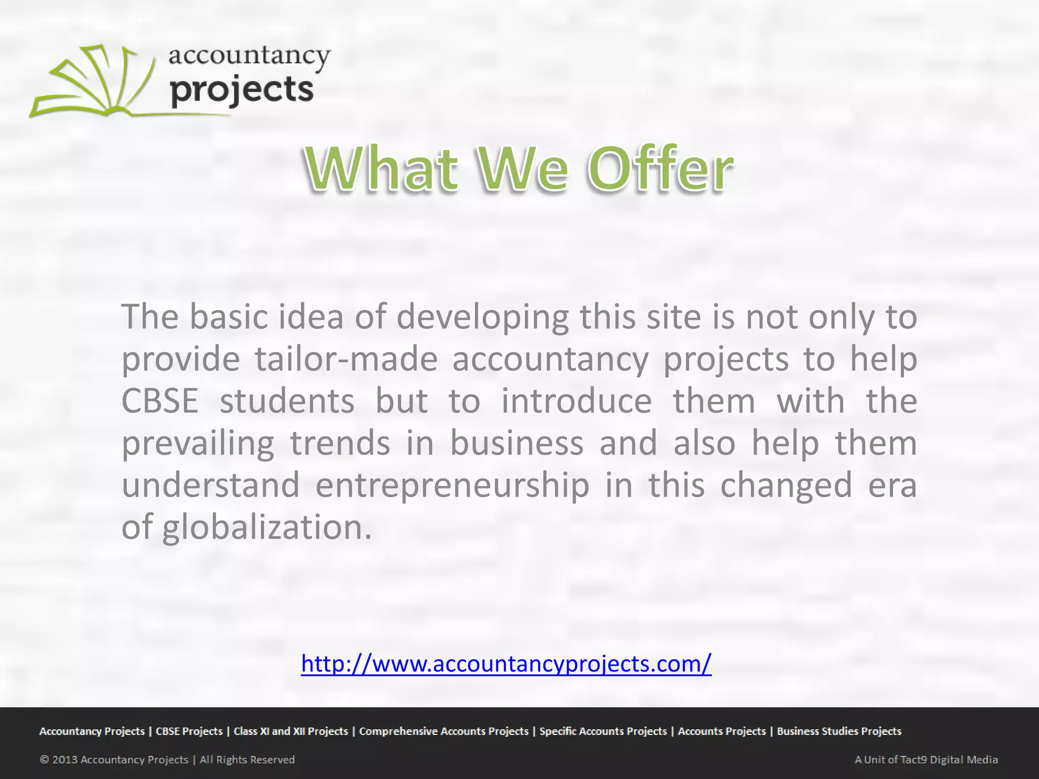Accountancy projects for cbse students | PPTX