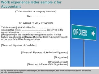 Accountant experience letter | PPT