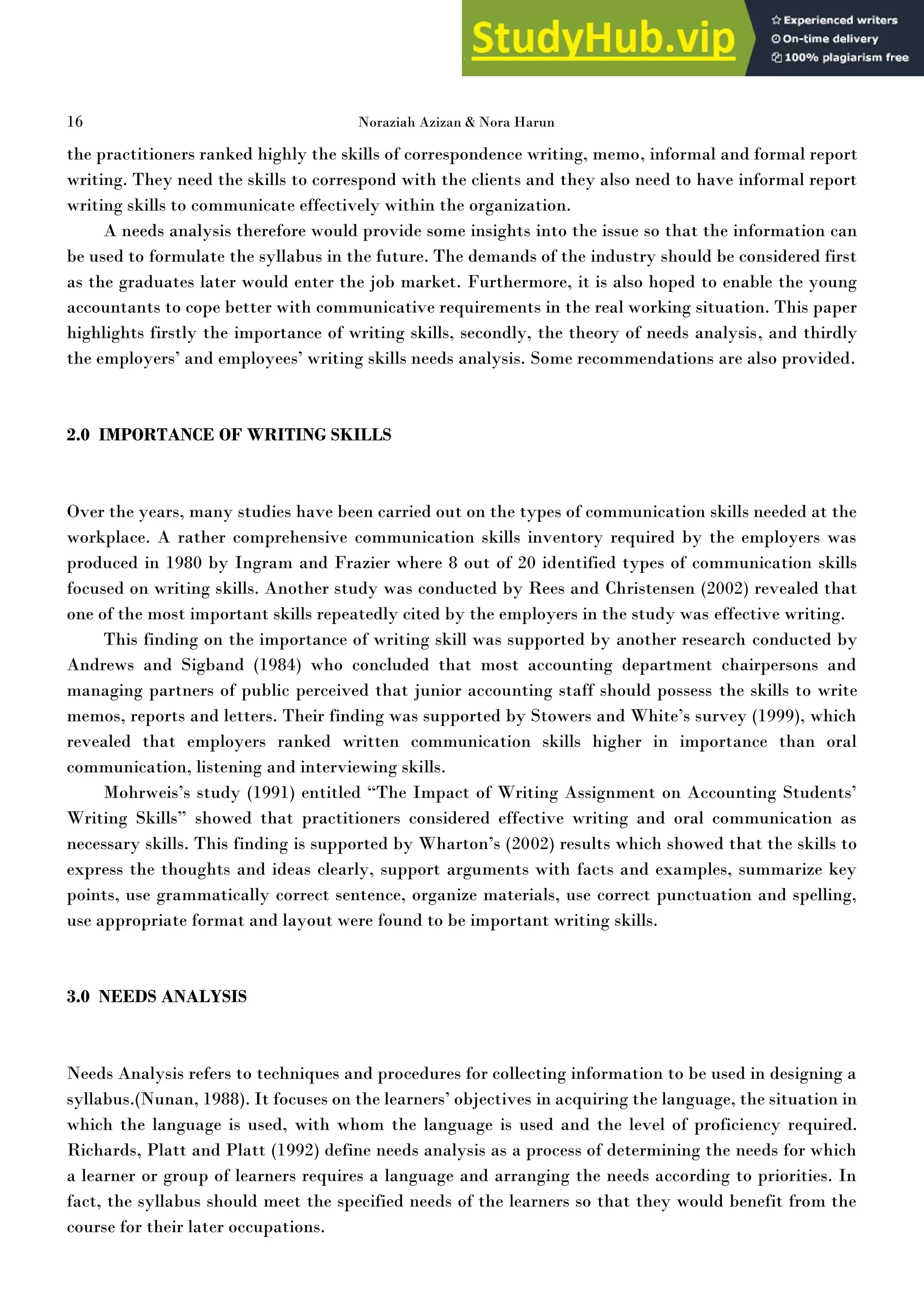 Accountant S Writing Skills A Needs Analysis | PDF