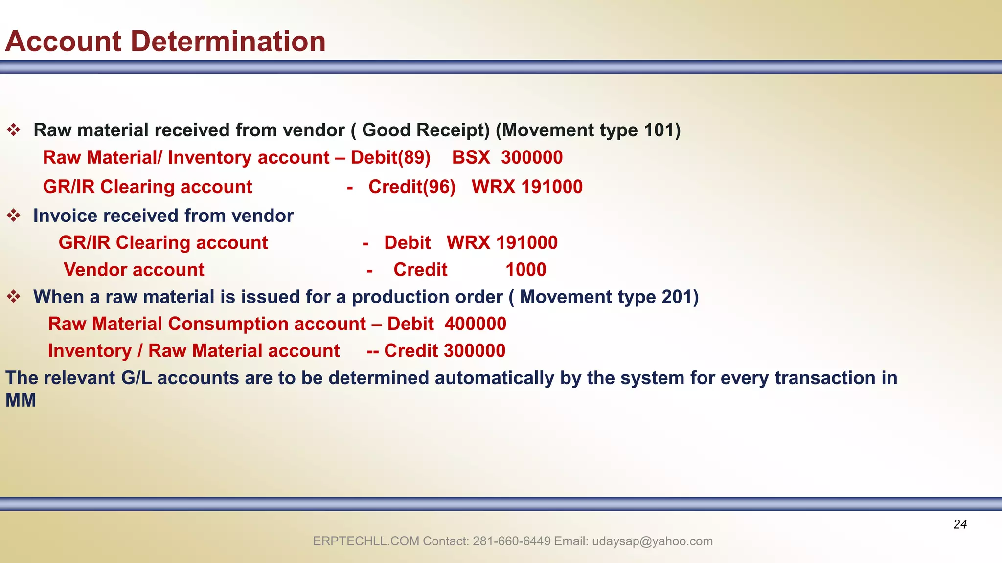 SAP Account determination MM-FI by Odaiah Pelley - 1 | PPTX