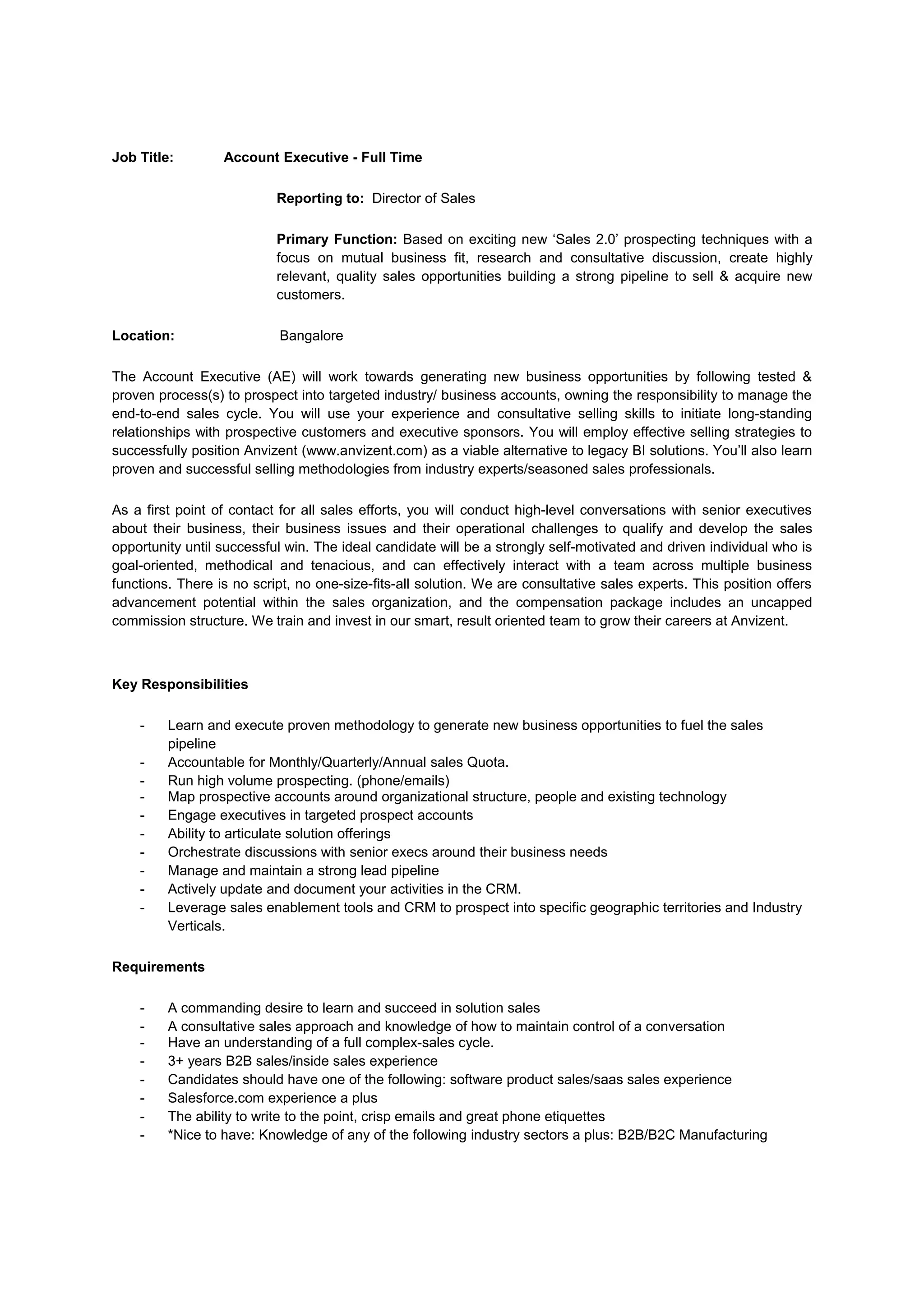 Job Description: Account executive | DOC