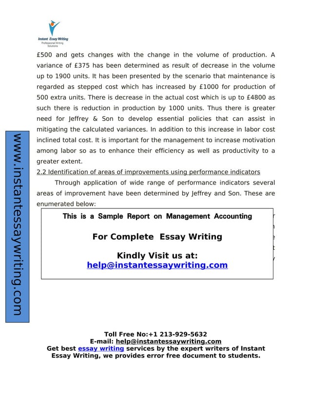 Sample Report on Management accounting by Experts | PDF | Business ...