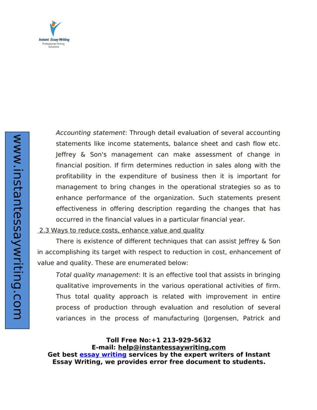 Sample Report on Management accounting by Experts