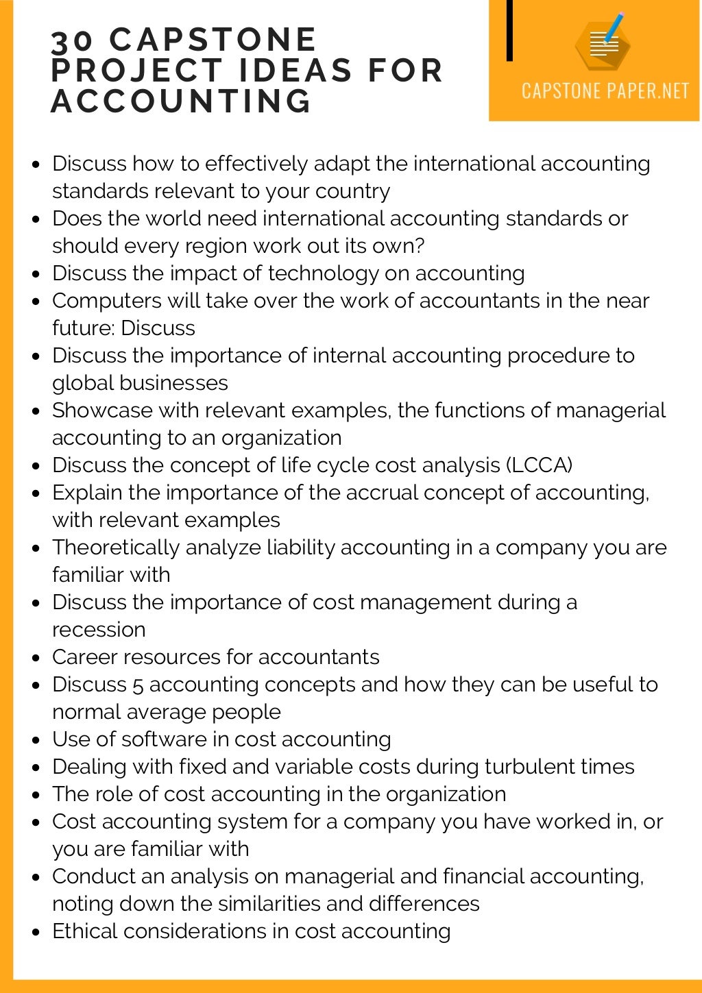 30 Capstone Project Ideas for Accounting 30 Capstone Project Ideas for Accounting
