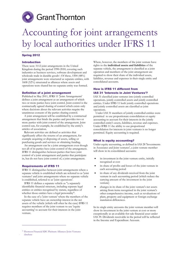 Accounting for joint arrangements IFRS 11 | PDF
