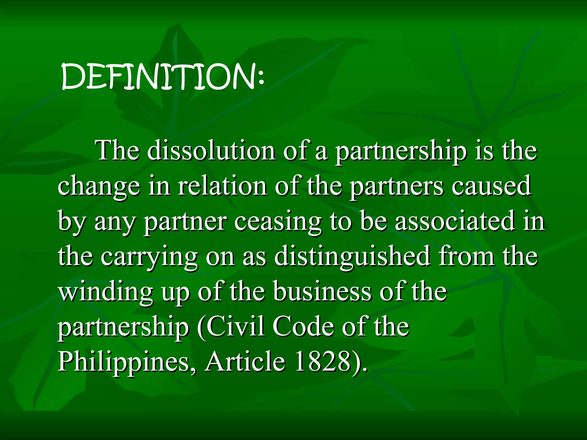 PARTNERSHIP dissolution LUPISAN | PPT