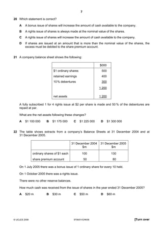 Accounting 970601 paper 1 multiple choice october november 2006 | PDF