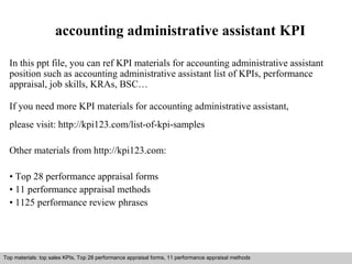 Accounting administrative assistant kpi | PPT | Free Download