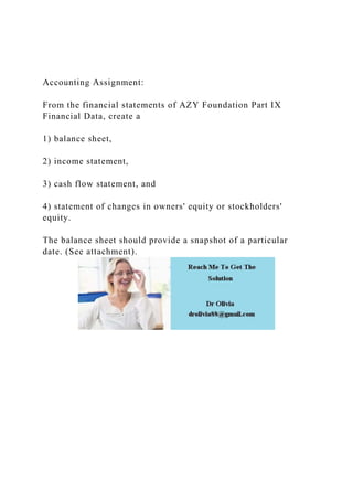 Accounting Assignment From the financial statements of AZY .docx