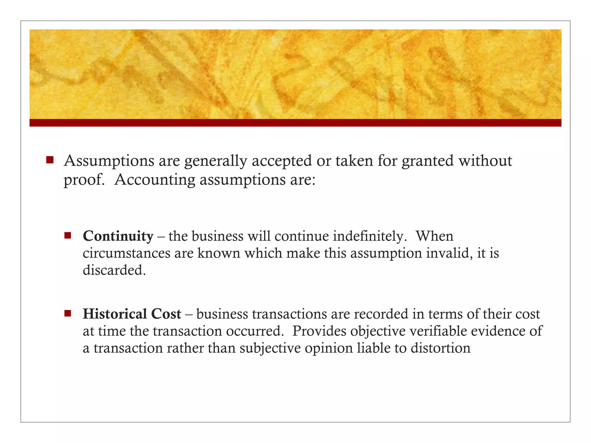 Accounting assumptions | PPT