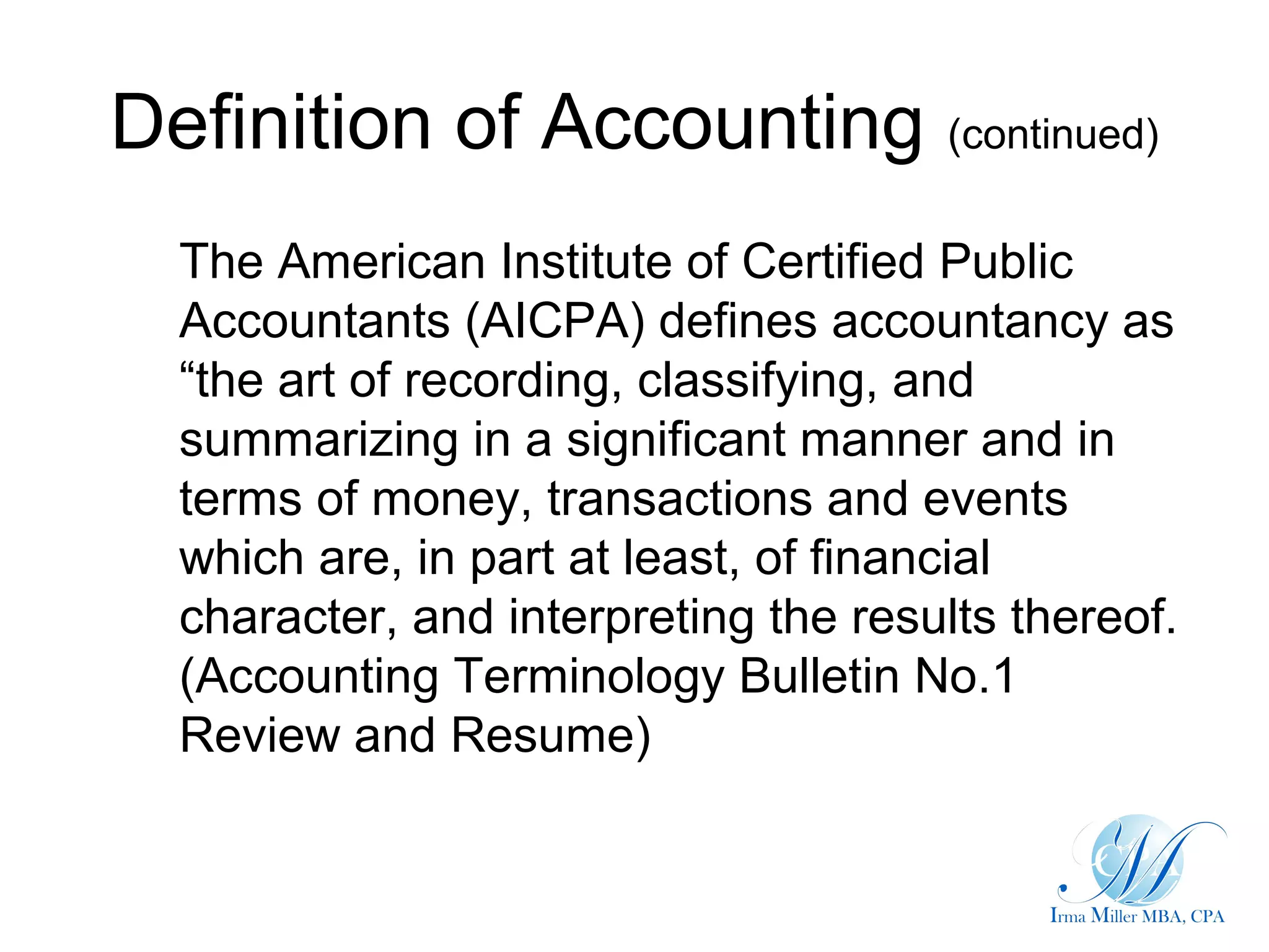 Definition of Accounting | PPT