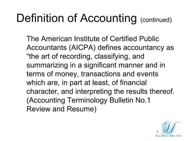 Definition of Accounting | PPT | Business Accounting & Finance | Business