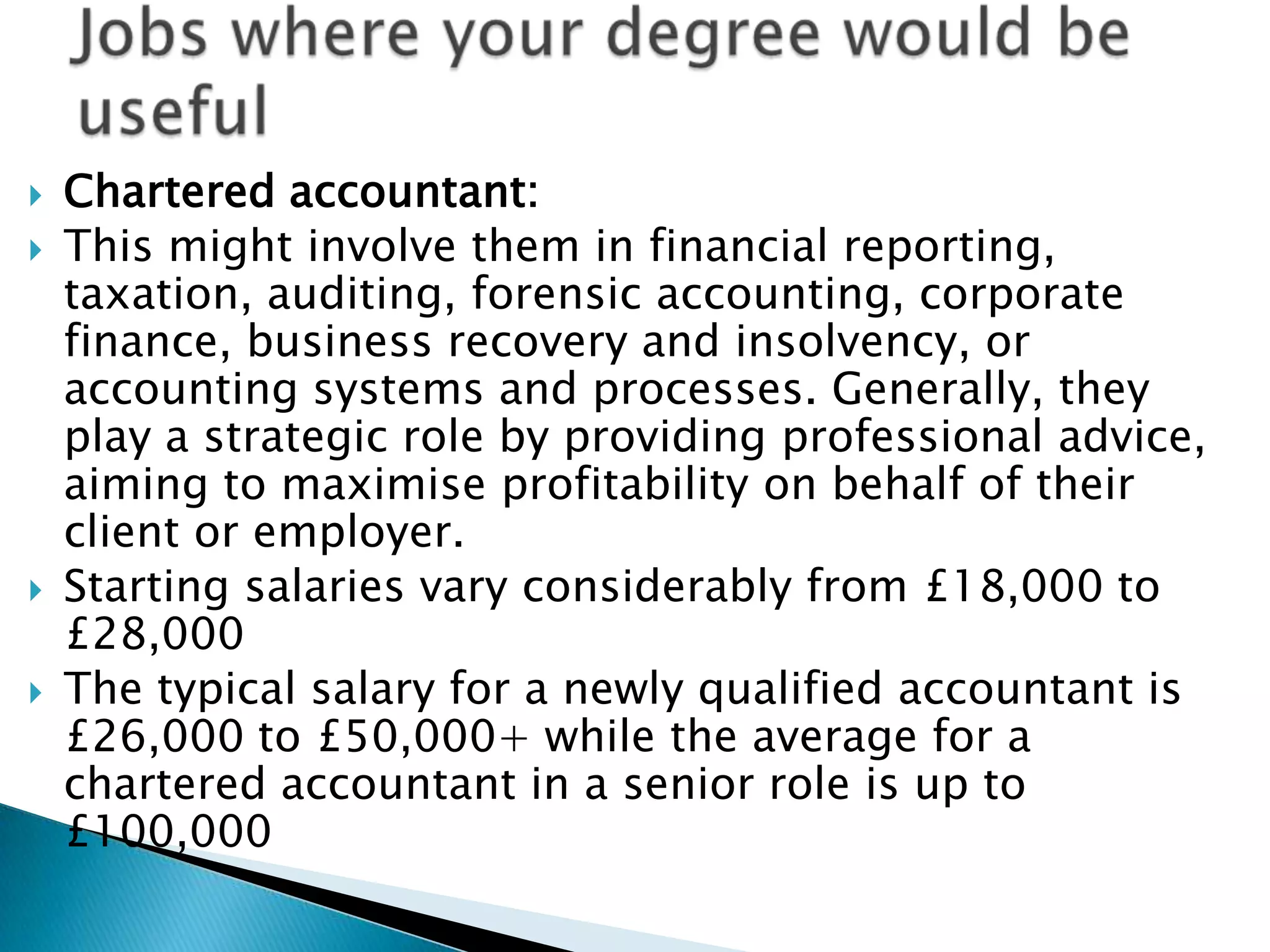 Accounting careers advice and skills gained powerpoint | PPTX