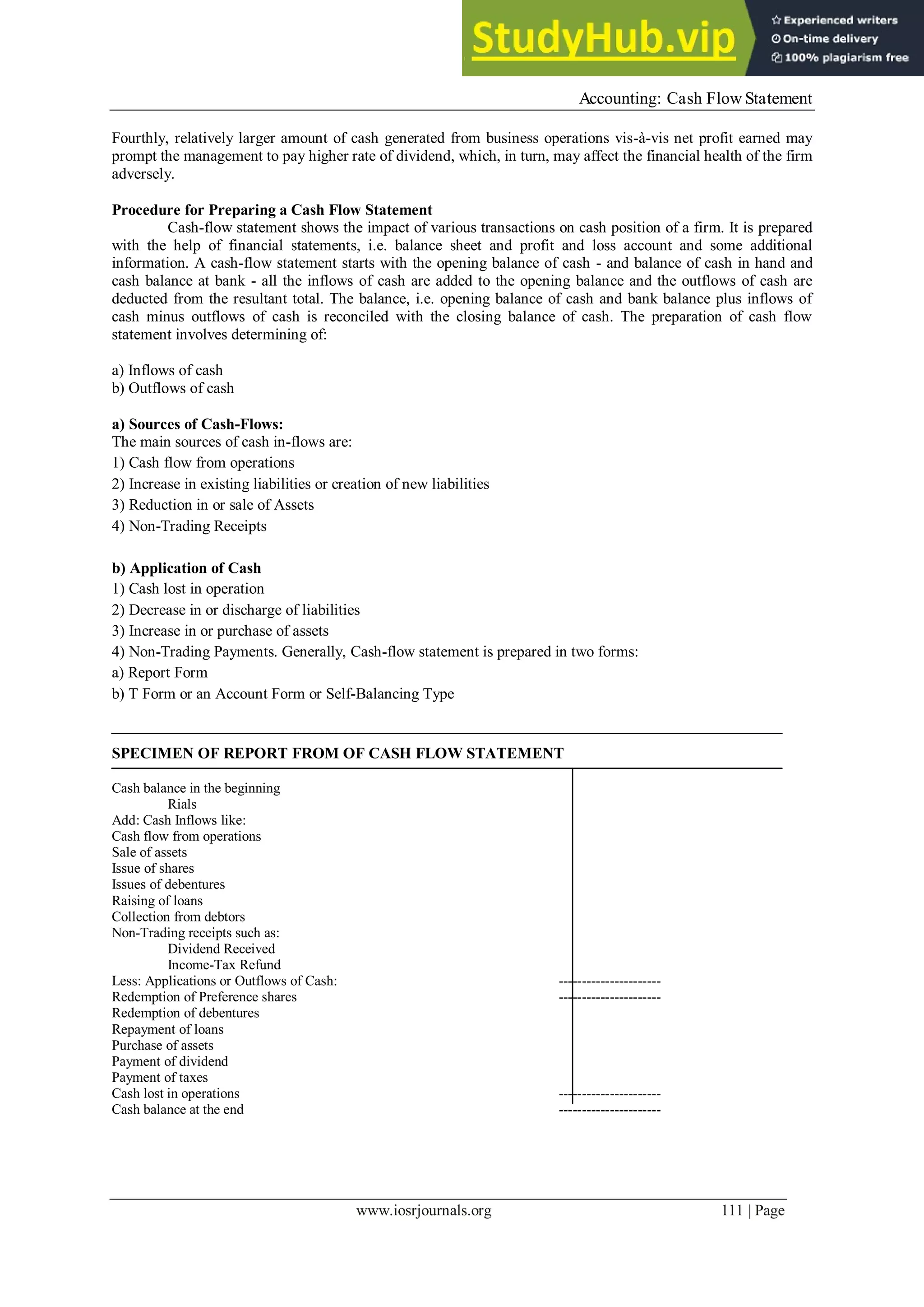 Accounting Cash Flow Statement | PDF