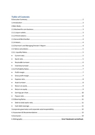 Accounting concepts & practices Woolworths project report | DOCX
