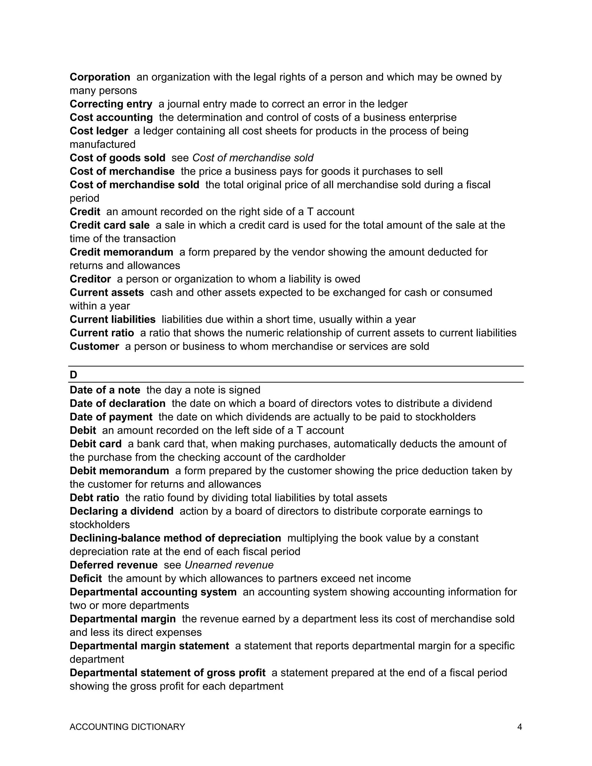 Accounting dictionary | PDF