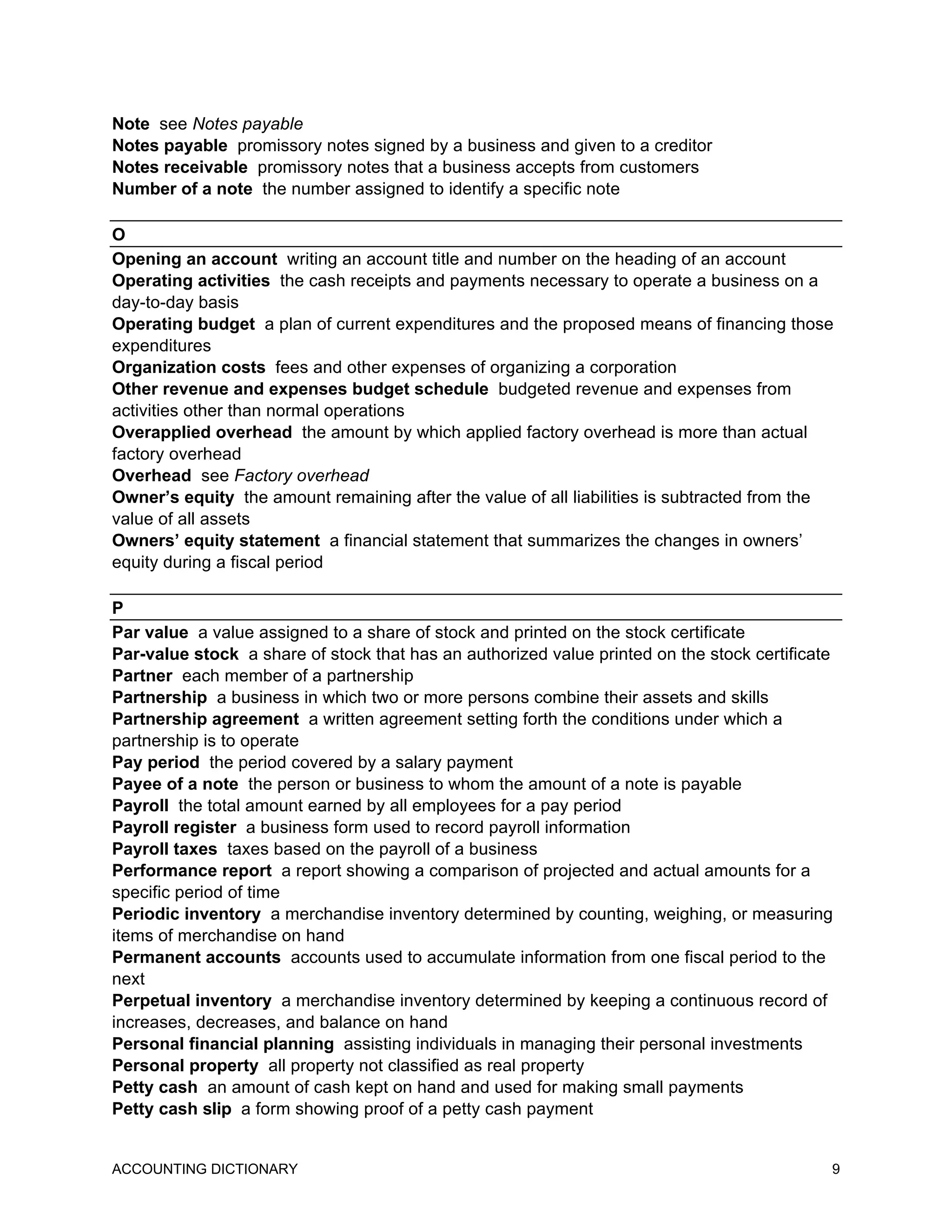Accounting dictionary | PDF