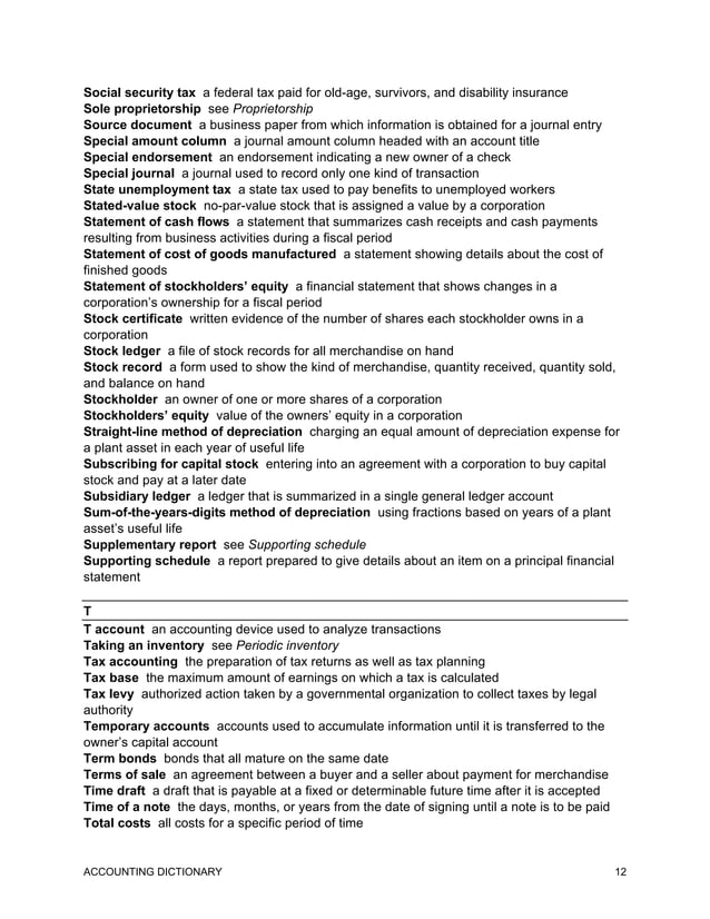 Accounting dictionary | PDF