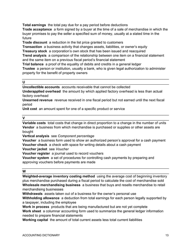 Accounting dictionary | PDF