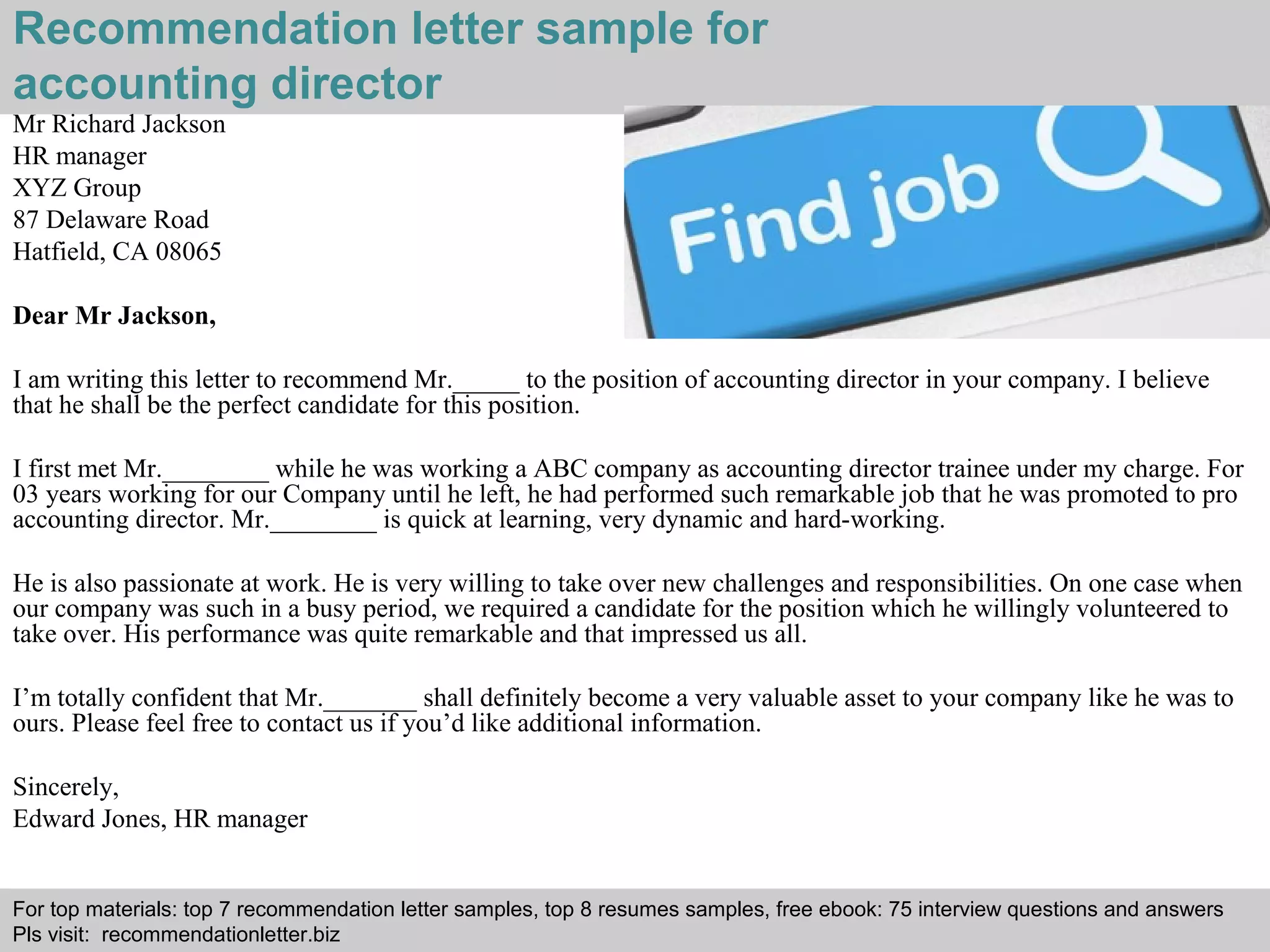 Accounting director recommendation letter | PPT