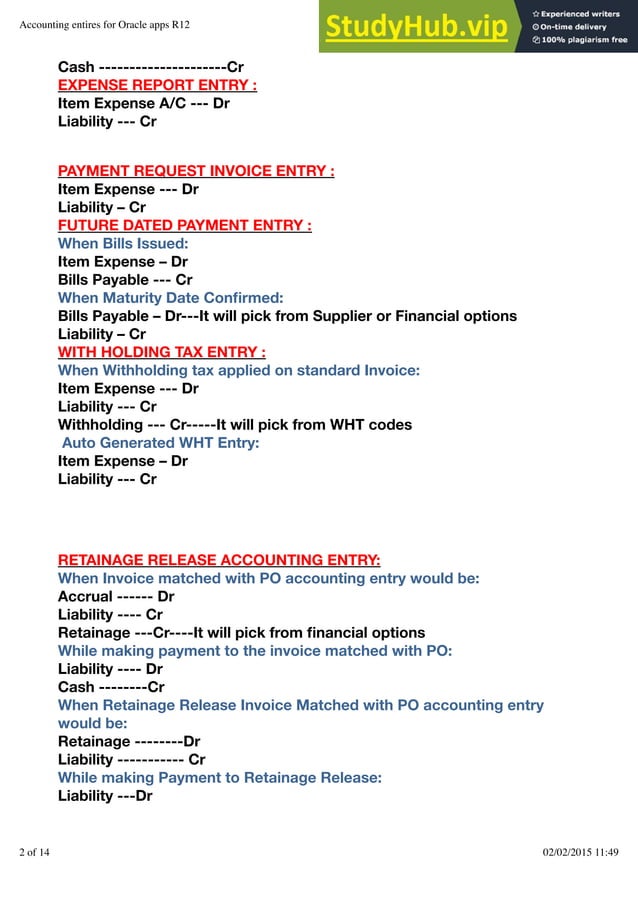 Accounting Entires For Oracle Apps R12 | PDF