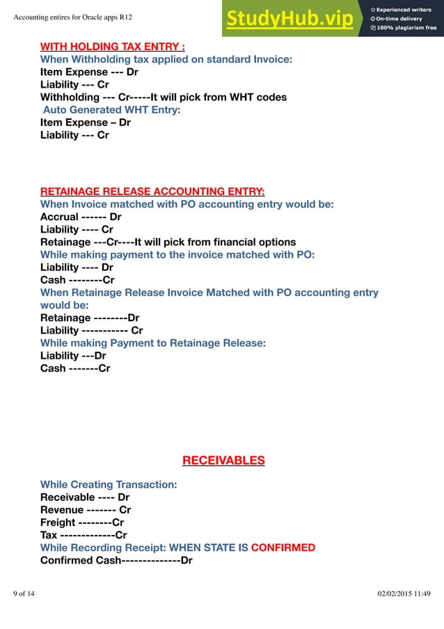 Accounting Entires For Oracle Apps R12 | PDF