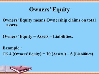 Accounting equation and element | PPTX