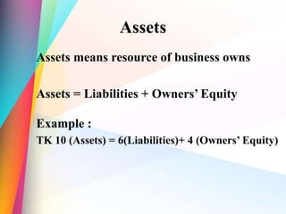 Accounting equation and element | PPTX