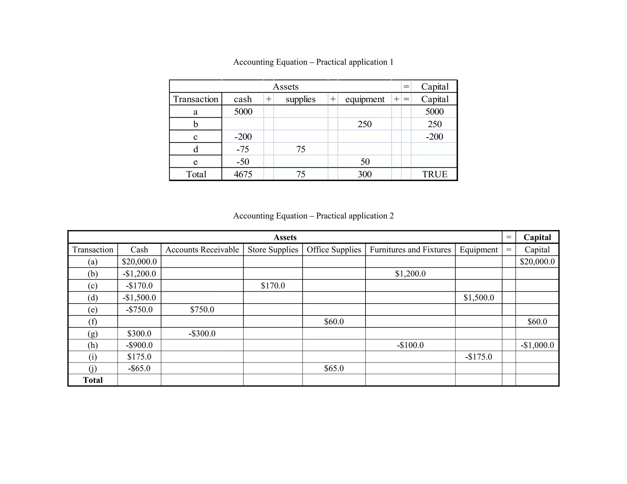 Accounting equation practice | DOCX
