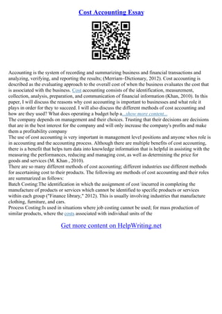 Accounting Essays | PDF