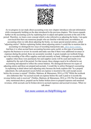 Accounting Essays | PDF