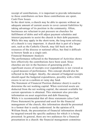 ACCOUNTING FOR CHURCHESIntroductionA church is one of many.docx