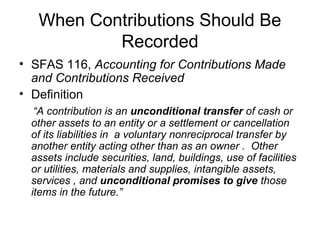 Accounting for contributions | PPT | Government Support and Welfare ...