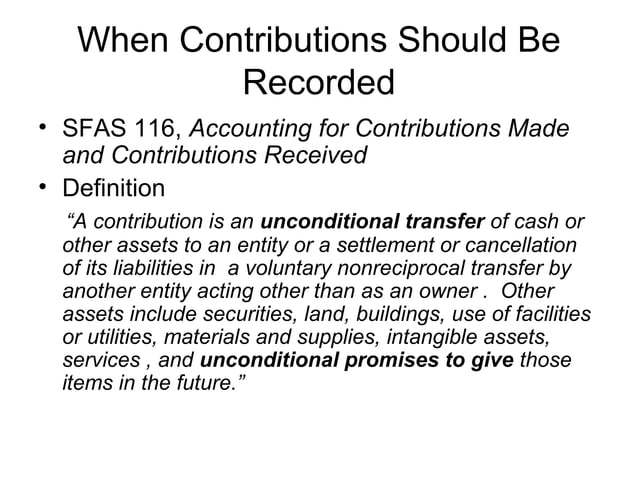 Accounting for contributions | PPT | Government Support and Welfare ...