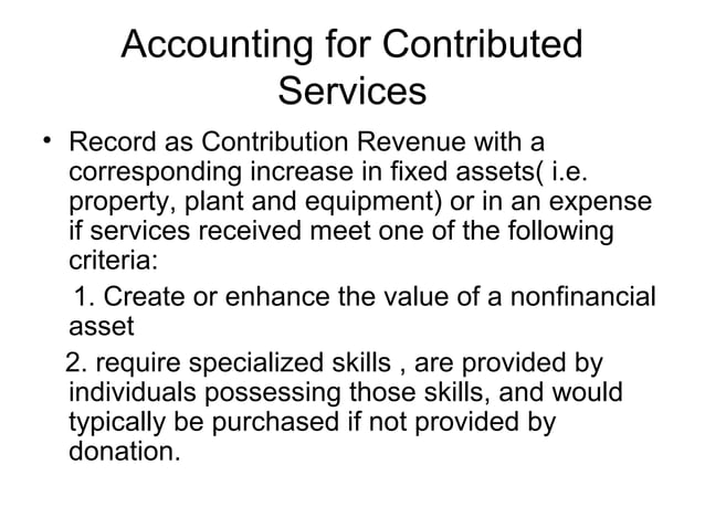Accounting for contributions | PPT | Government Support and Welfare ...