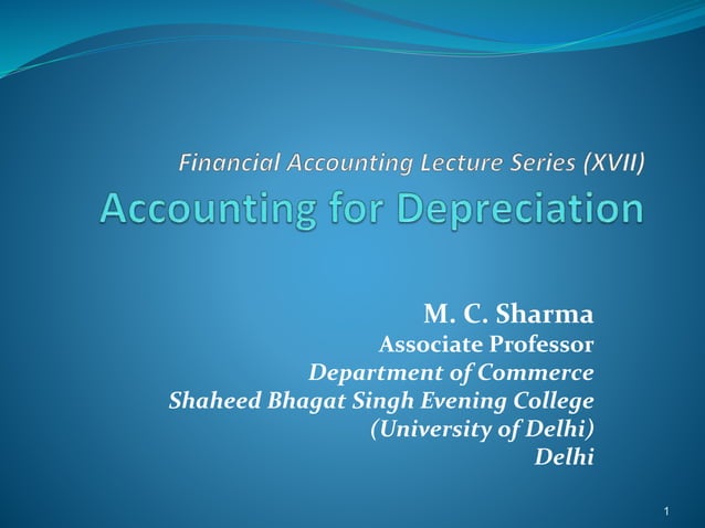 Accounting for depreciation 1 | PPTX