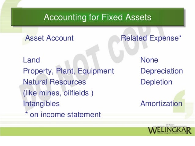 Accounting for fixed assets