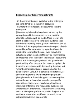 Accounting for govt grants | DOCX