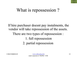 Accounting for hire purchase transactions | ODP