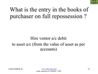 Accounting for hire purchase transactions | ODP