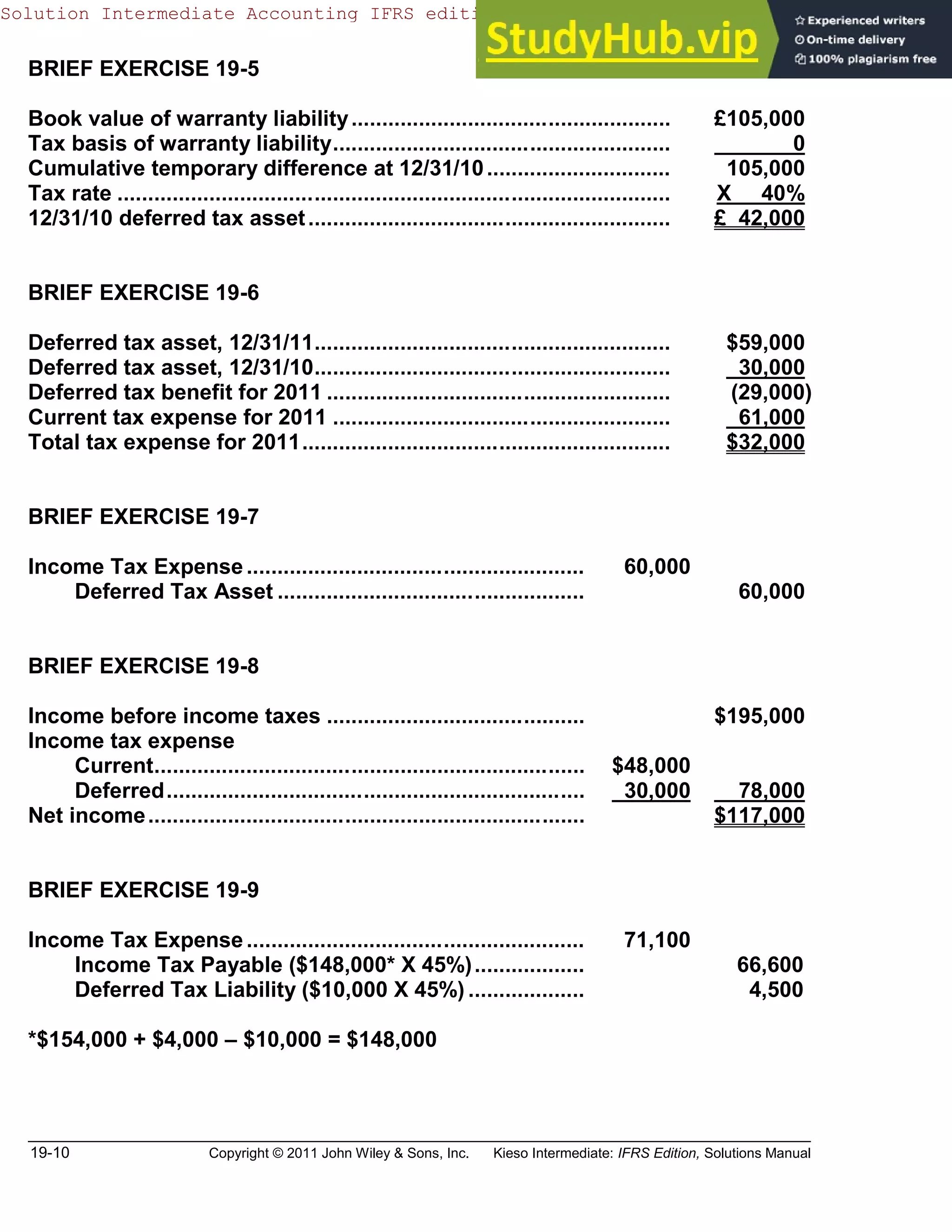 Accounting For Income Taxes ASSIGNMENT CLASSIFICATION TABLE (BY TOPIC) Topics Questions Brief ...
