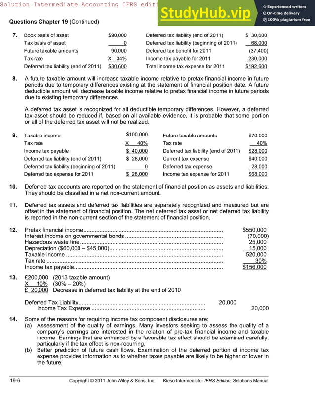 Accounting For Income Taxes ASSIGNMENT CLASSIFICATION TABLE (BY TOPIC ...