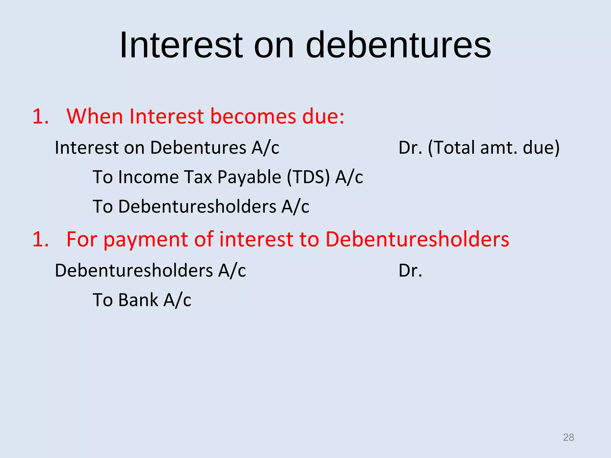 Accounting for issue of debentures | PPT