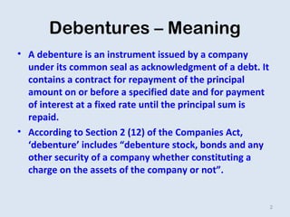 Accounting for issue of debentures | PPT
