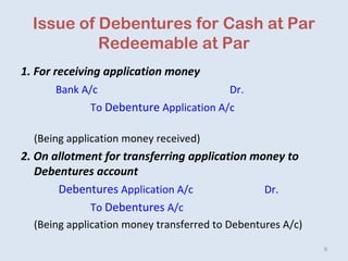 Accounting for issue of debentures | PPT