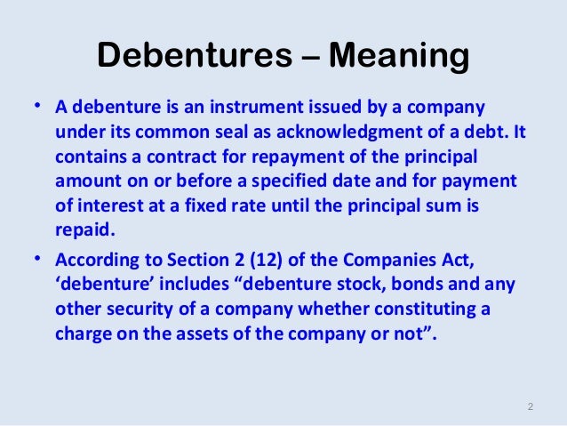 Accounting for issue of debentures