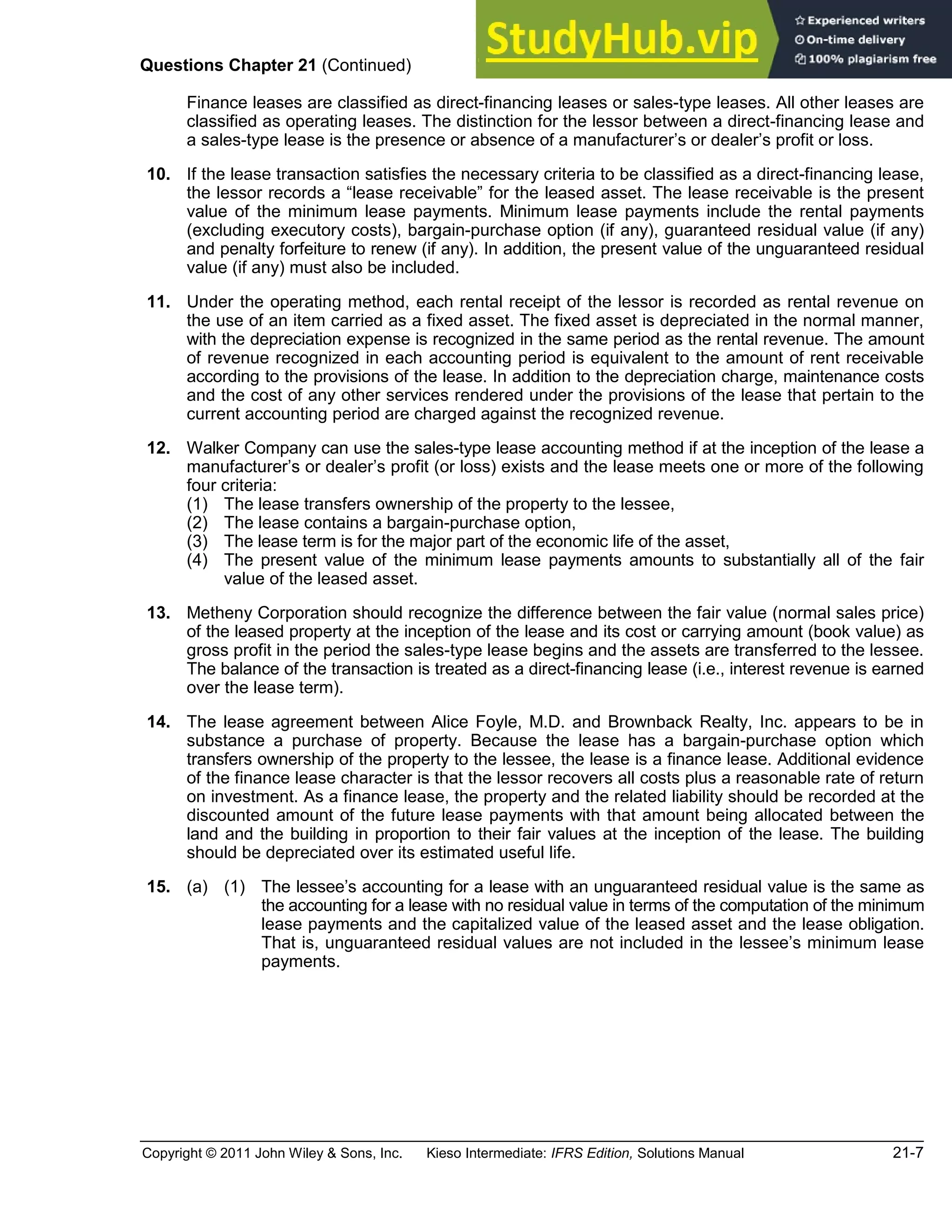 Accounting For Leases ASSIGNMENT CLASSIFICATION TABLE (BY TOPIC) Topics Questions Brief ...