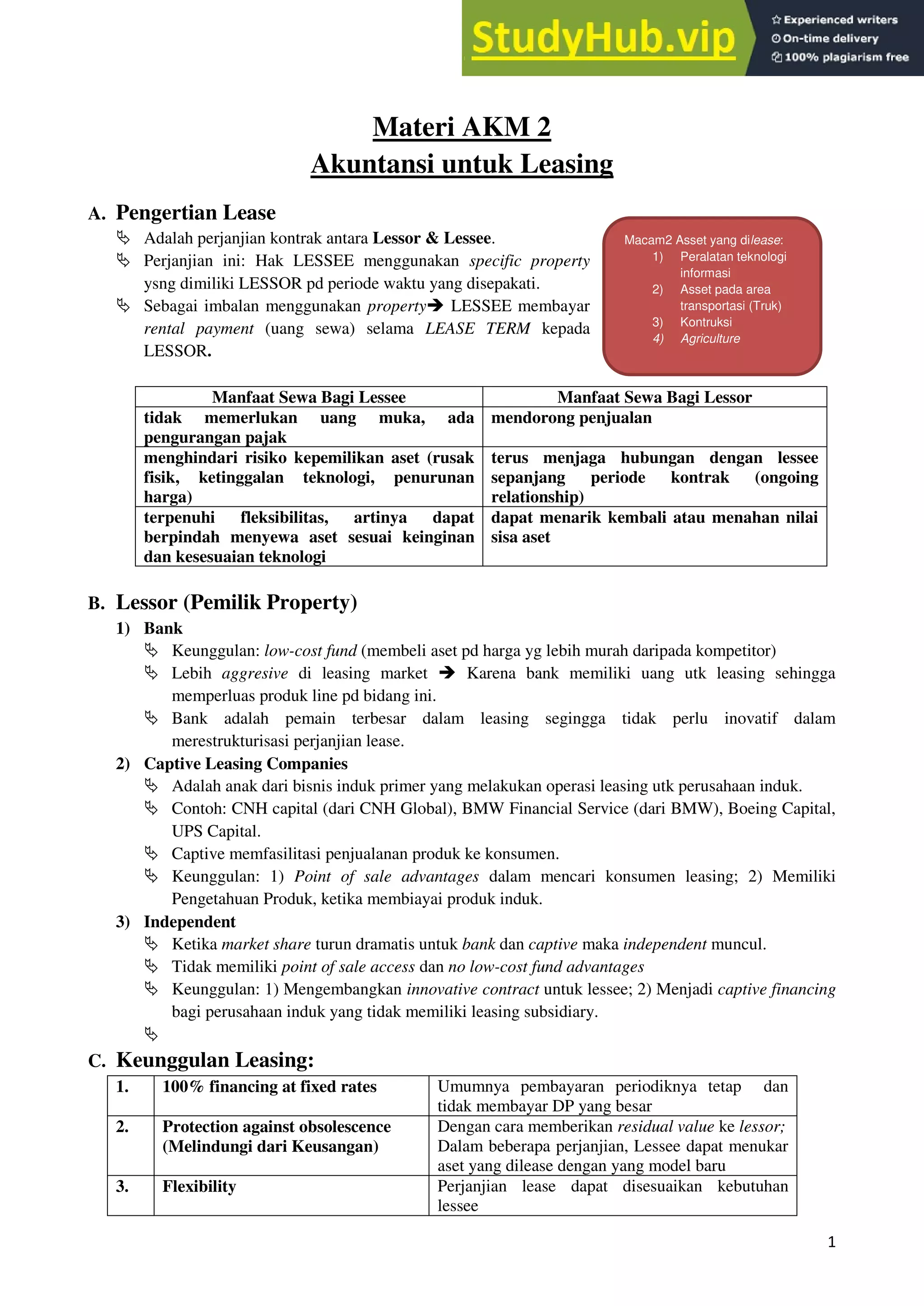 Accounting For Leasing (AKM 2) | PDF