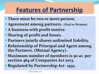 Features Of Partnership Firm