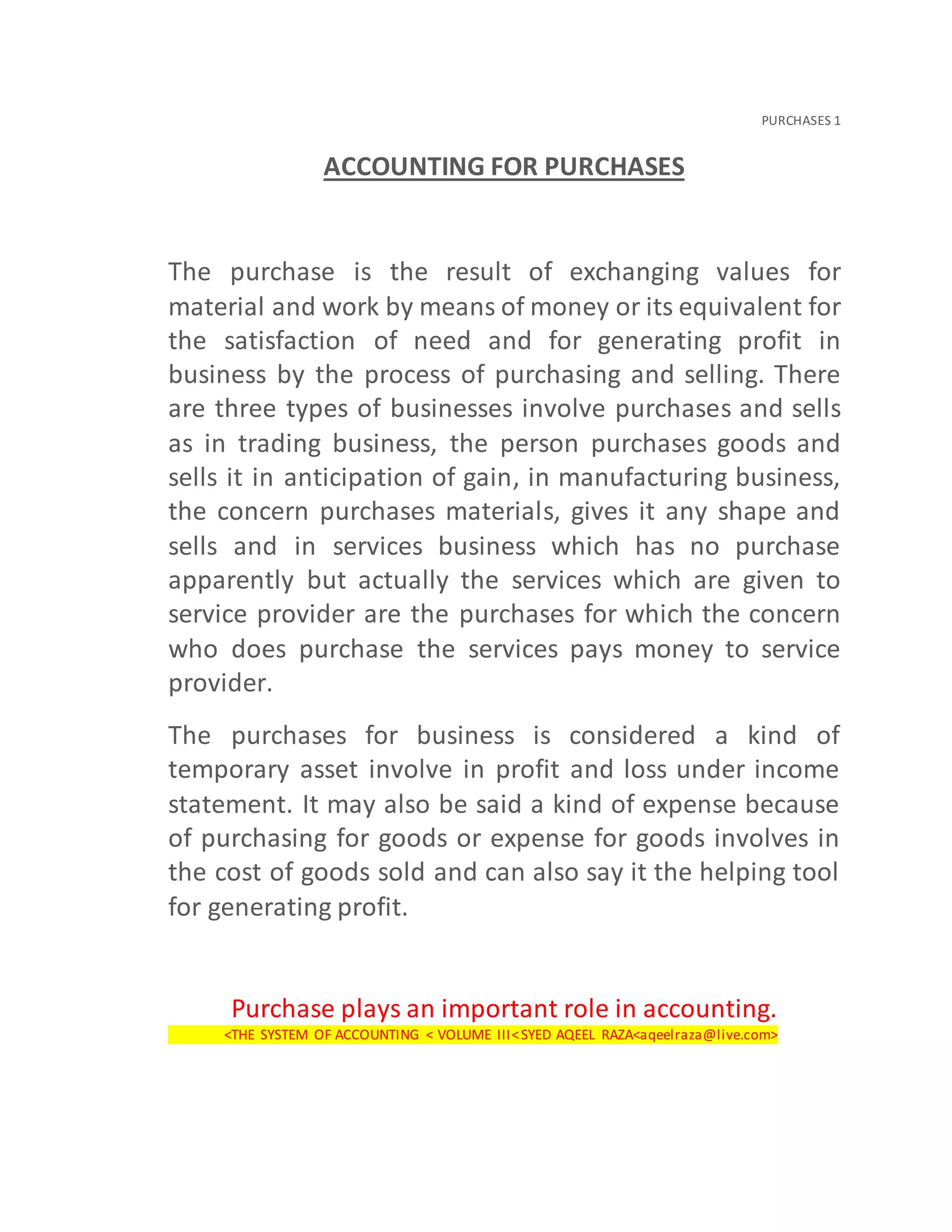 Accounting for purchases | DOCX
